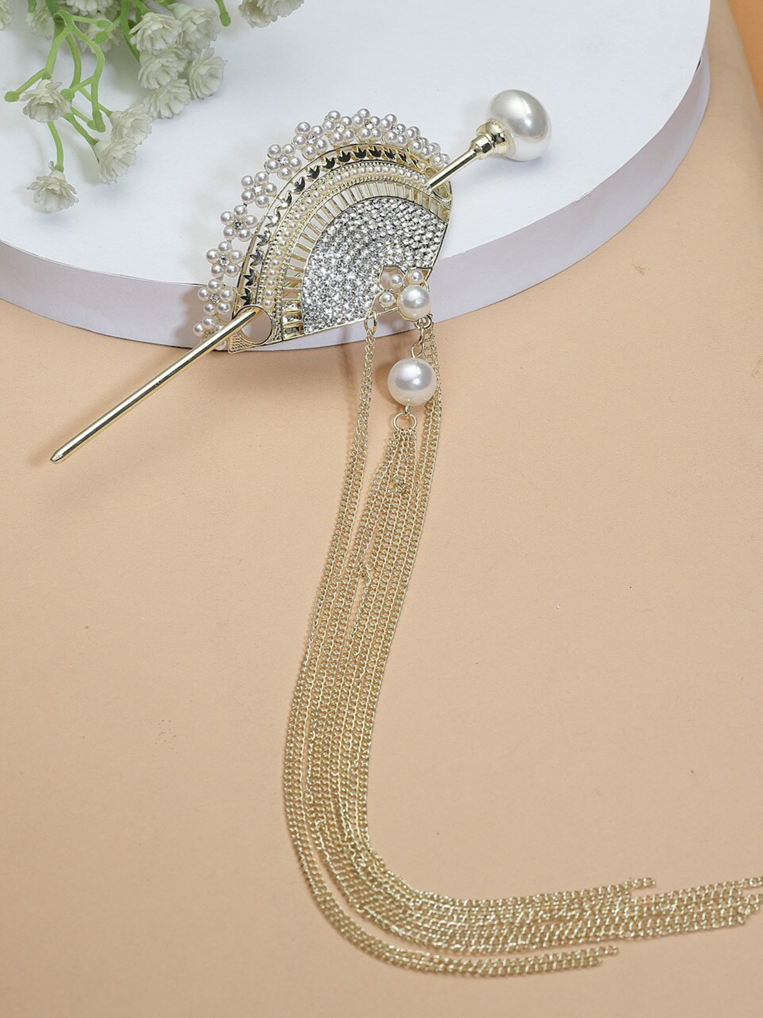 Buy PANASH Gold Plated Embellished Hairstick - Hair Accessory for Women ...