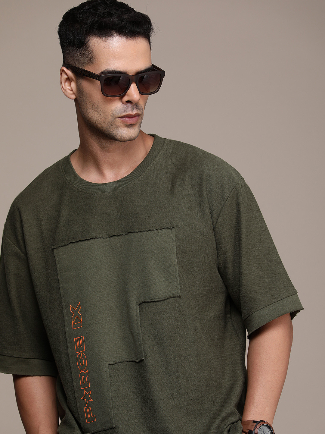 Buy FORCE IX Men Brand Logo Printed Pure Cotton T Shirt - Tshirts for ...