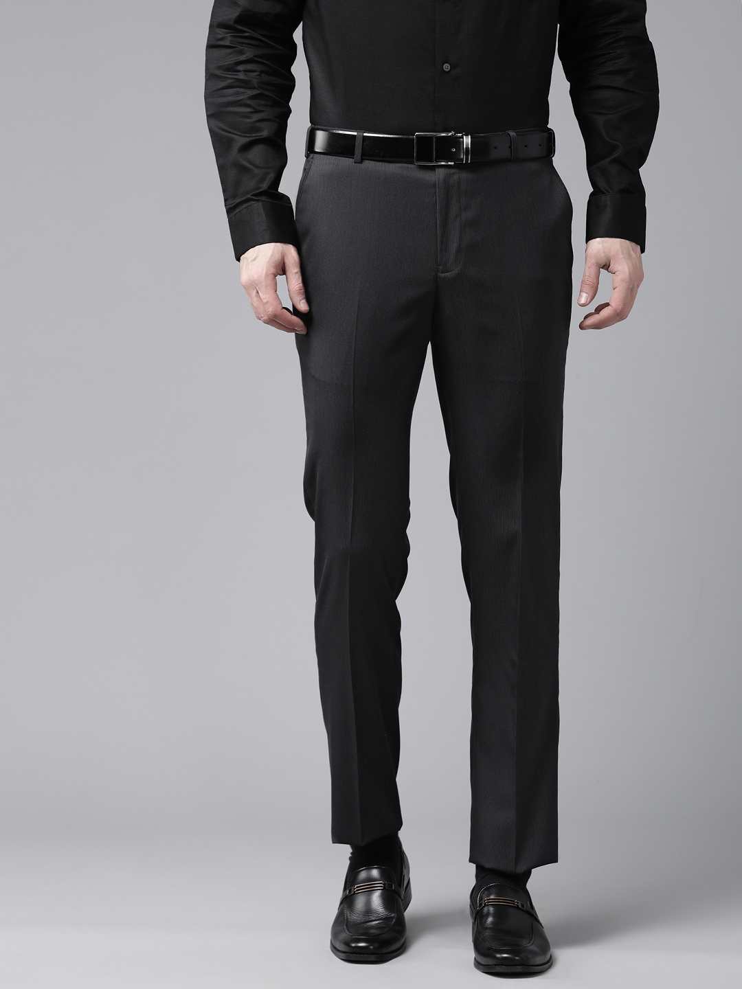 Buy Park Avenue Men Self Striped Smart Slim Fit Low Rise Trousers Trousers For Men 25754002