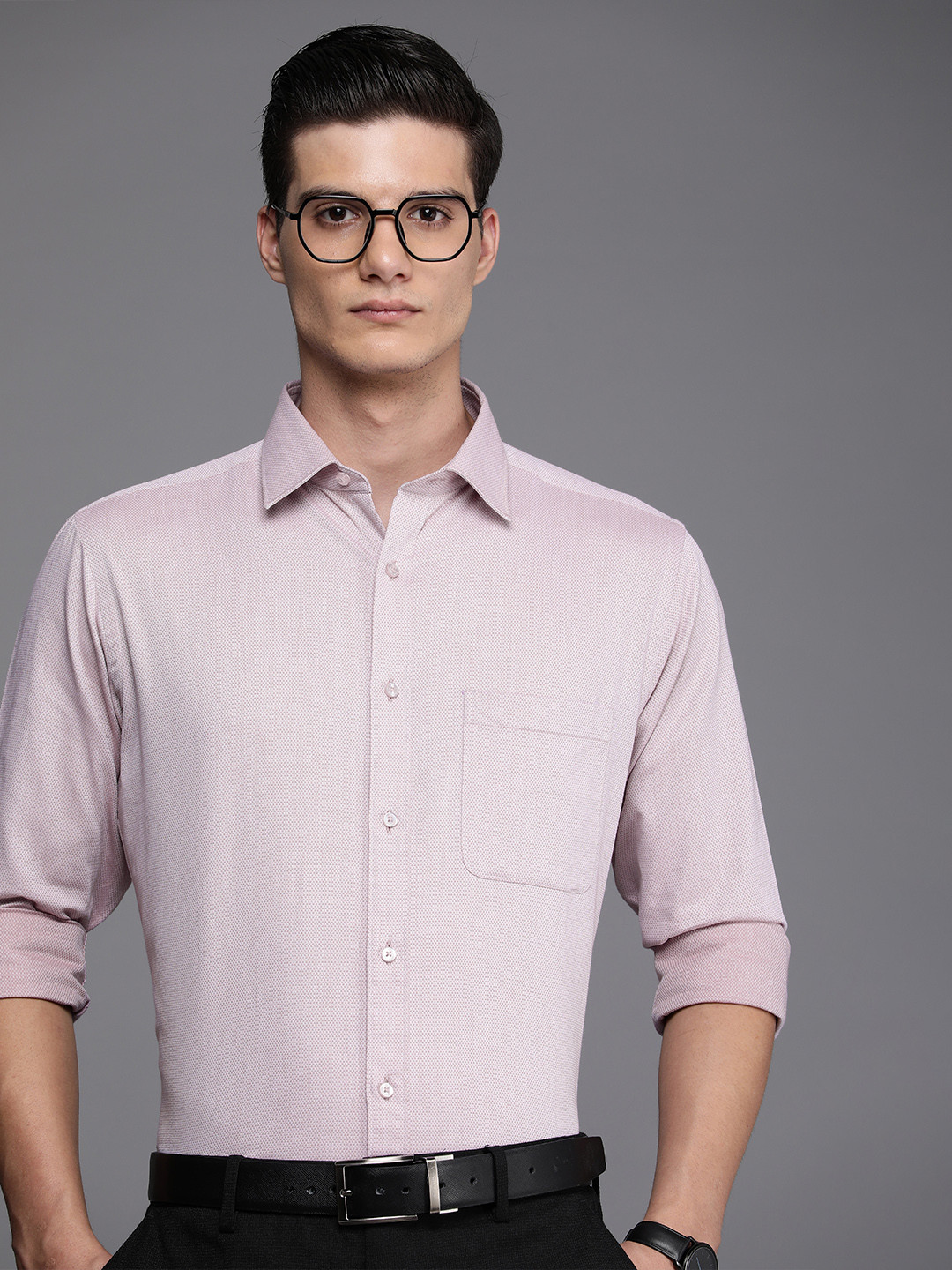 Buy Raymond Self Design Slim Fit Pure Cotton Formal Shirt - Shirts for ...