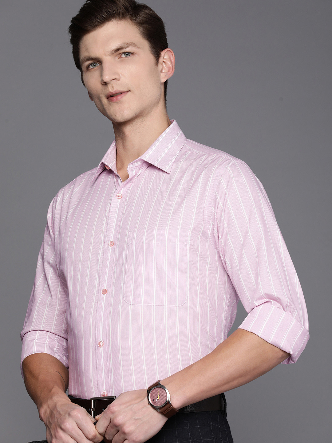 Buy Raymond Men Pure Cotton Slim Fit Striped Formal Shirt - Shirts for ...