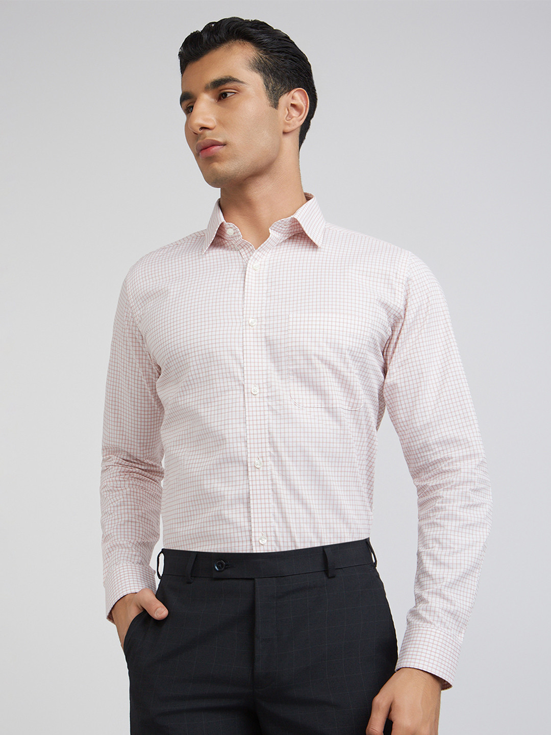 Buy Raymond Men Pure Cotton Slim Fit Micro Checks Formal Shirt - Shirts ...