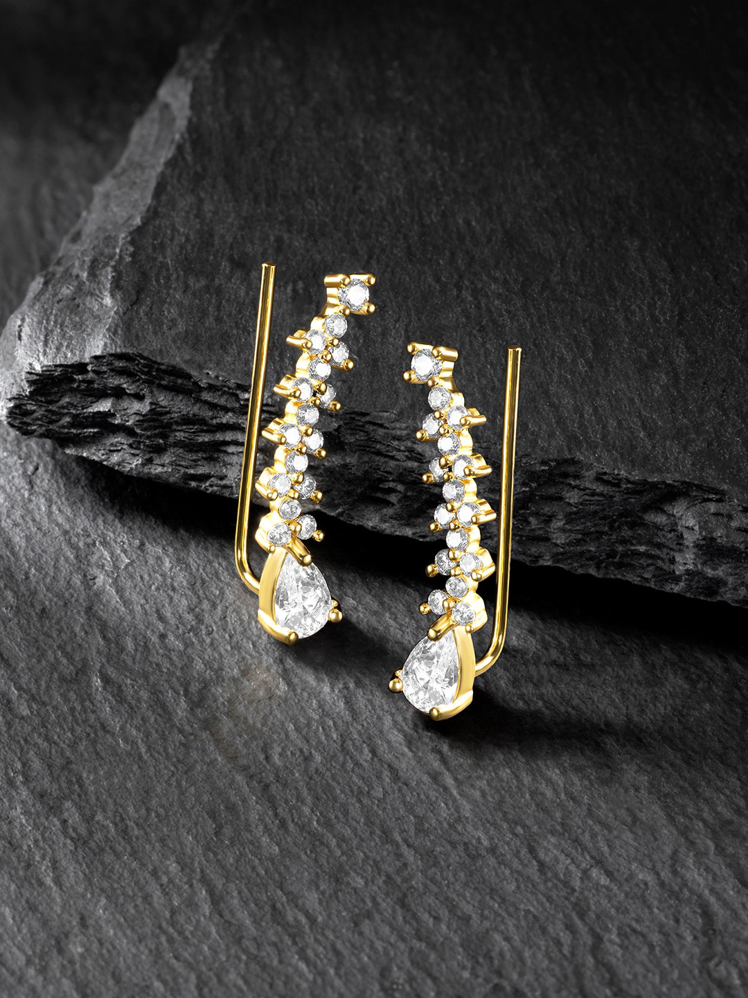 Buy Peora Gold Plated Cubic Zirconia Contemporary Ear Cuff - Earrings ...