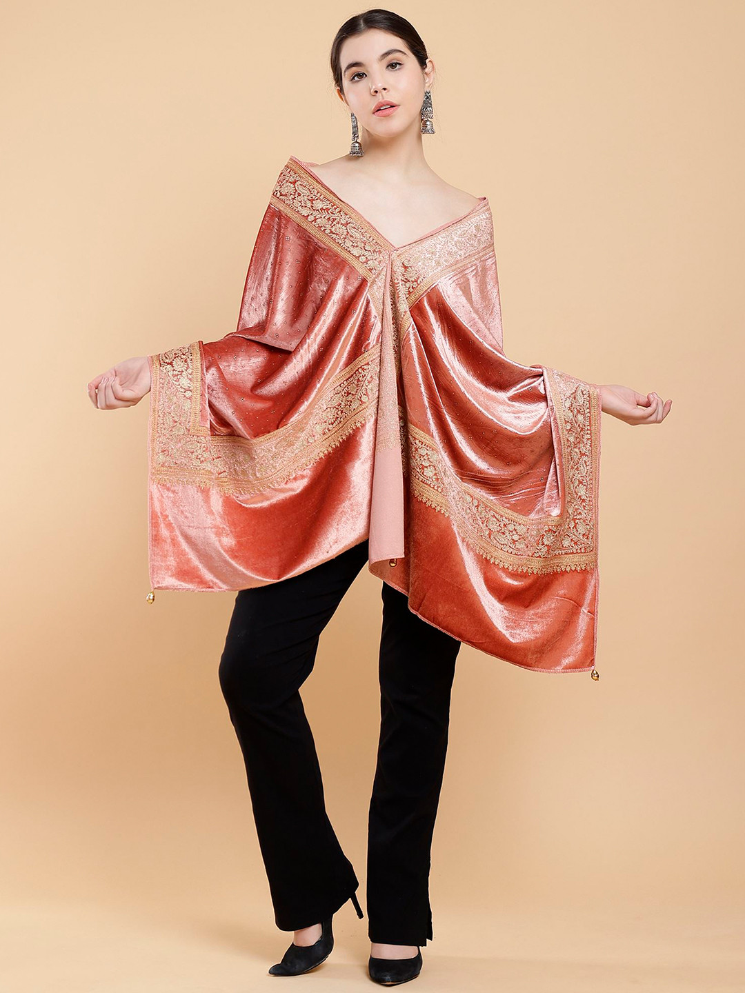 Buy Moda Chales Floral Embroidered Velvet Stole - Stoles for Women ...