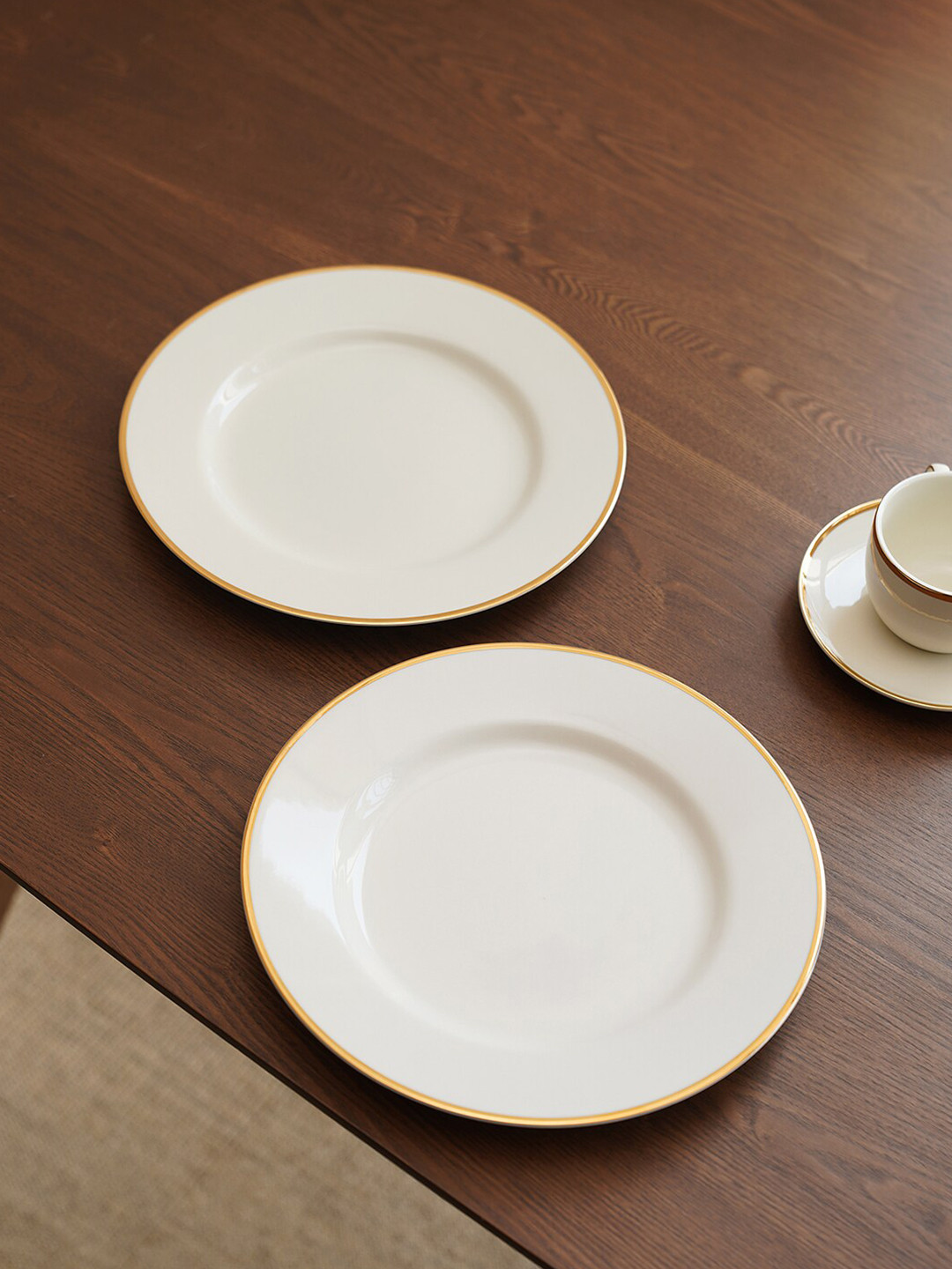 Buy Pure Home And Living White & Gold Toned 2 Pieces Porcelain Matte ...