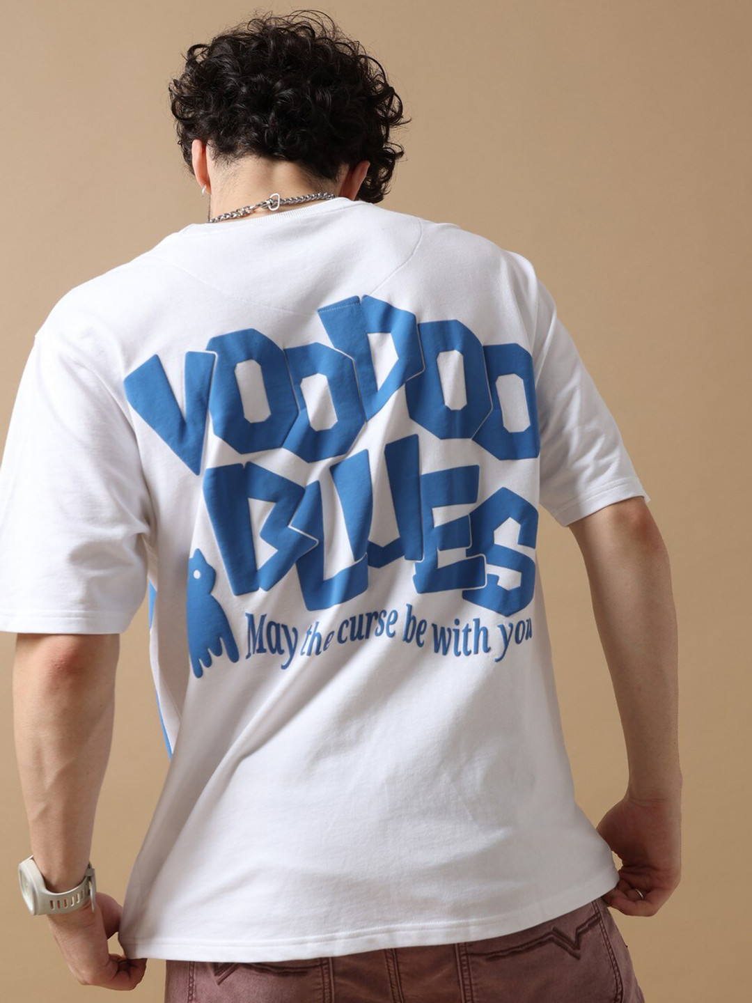 Buy VUDU Typography Printed Cotton Oversized T Shirt - Tshirts for Men ...