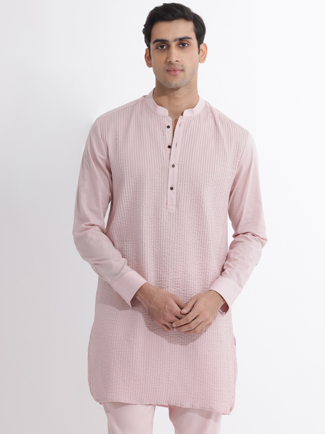 Buy RARE RABBIT Men Ethnic Regular Fit Mandarin Striped Cotton Kurta ...