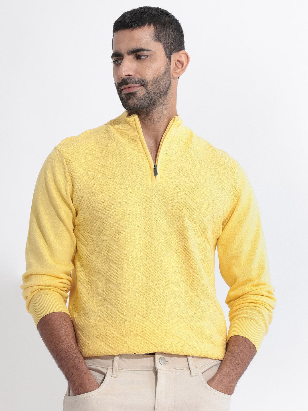 Buy RARE RABBIT Men Troyo Solid Mock Collar Sweater - Sweaters for Men ...