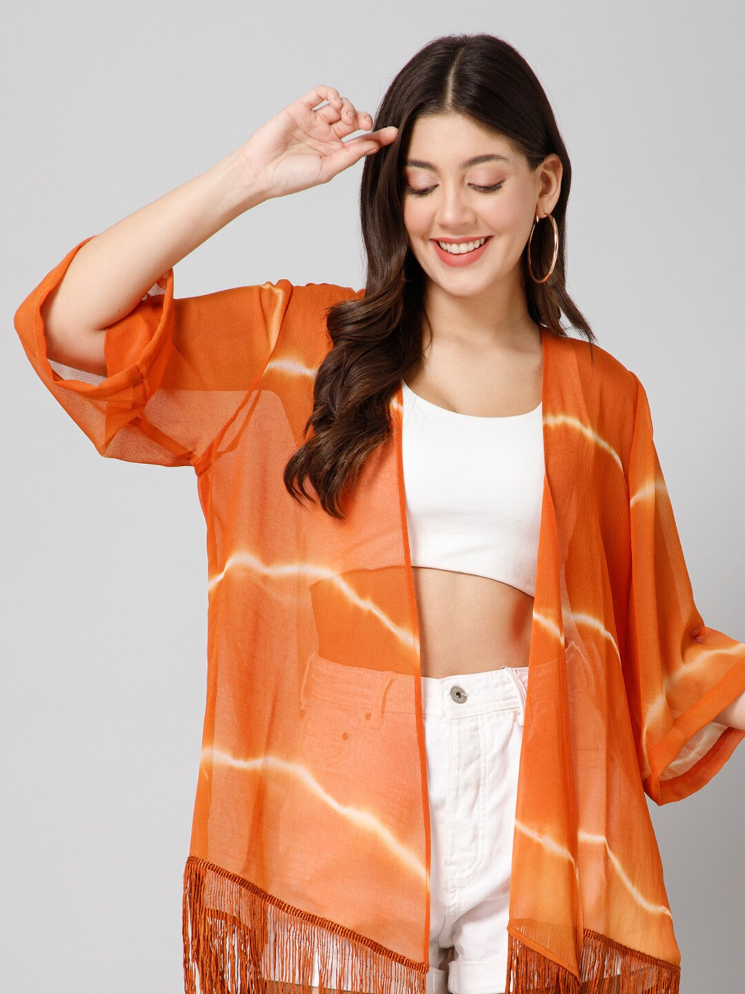 Buy PURYS Striped Longline Open Front Shrug - Shrug for Women 25771680 ...