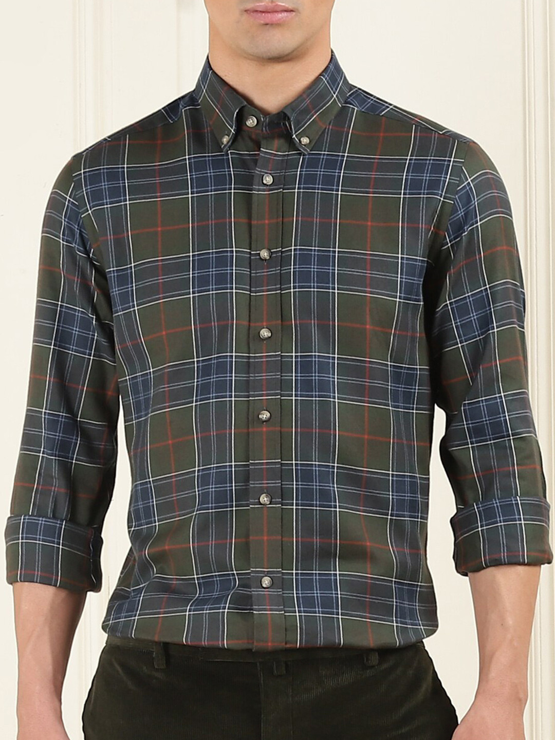 Buy HACKETT LONDON Tartan Checks Slim Fit Cotton Formal Shirt - Shirts ...