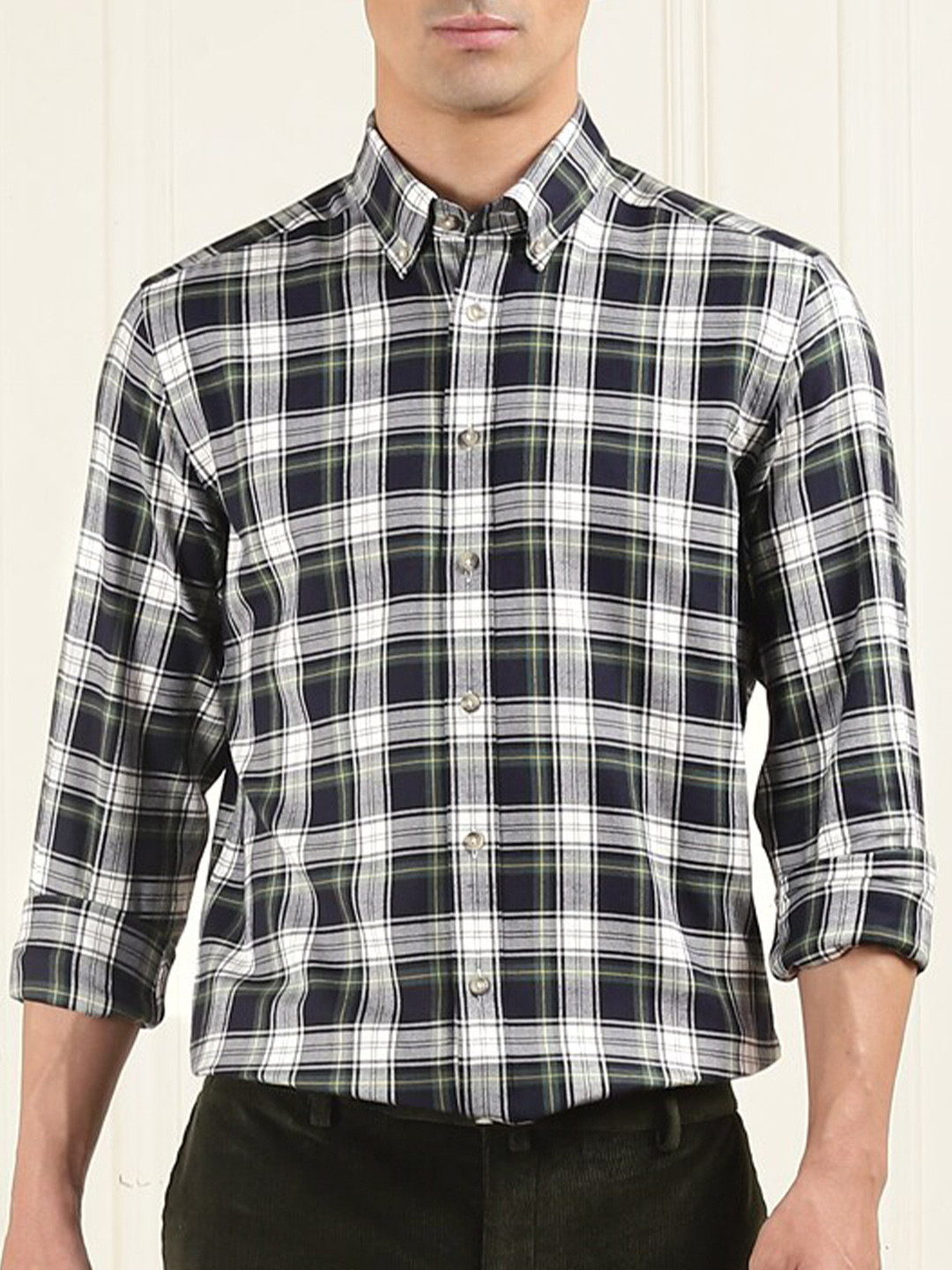 Buy HACKETT LONDON Tartan Checks Slim Fit Cotton Formal Shirt - Shirts ...