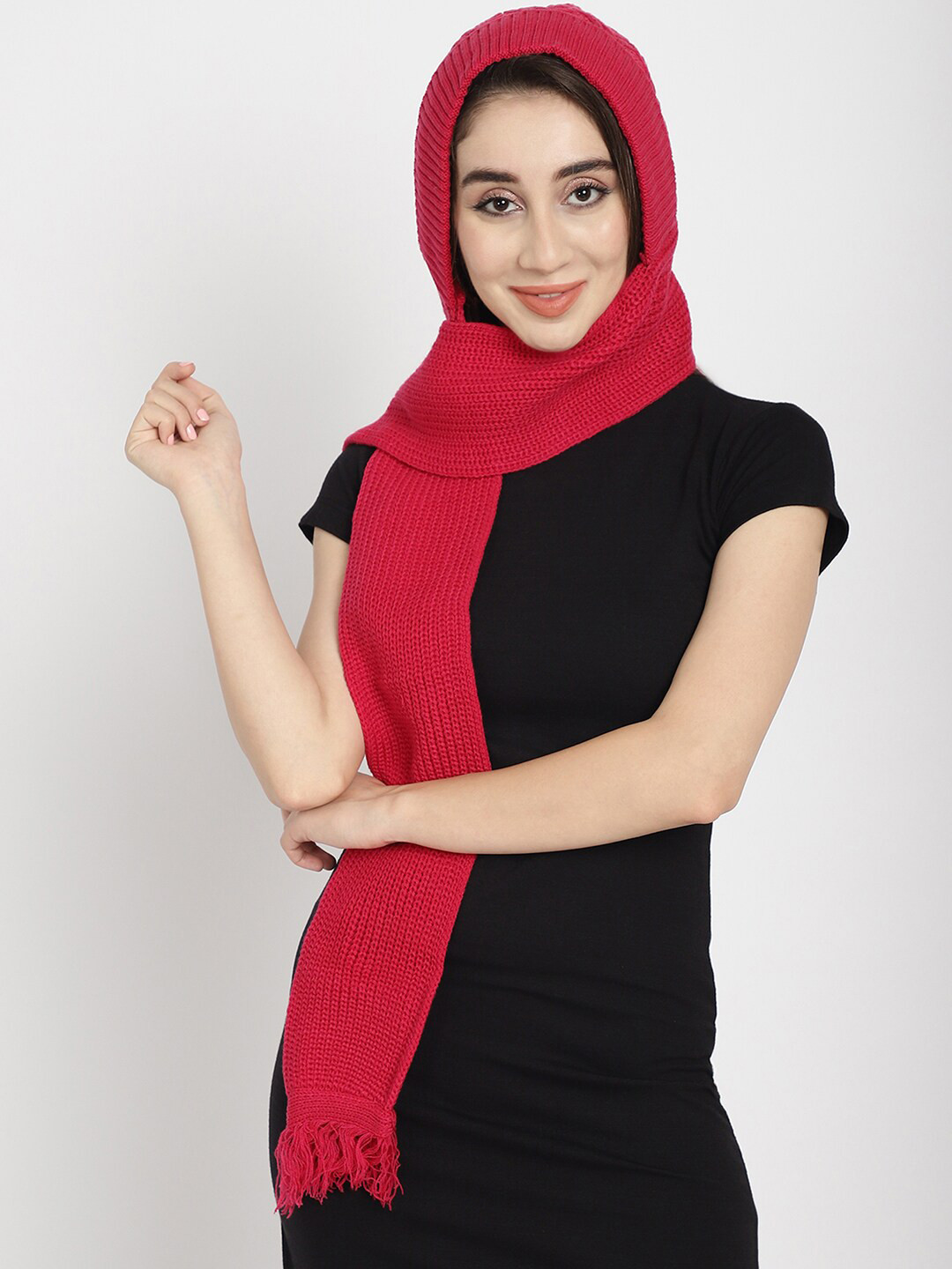 Buy ELLIS Self Design Acrylic Beanie Cap With Attached Muffler - Caps ...