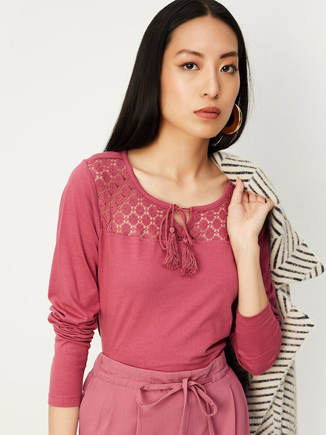 Buy Max Self Design Tie Up Neck Cotton Top - Tops for Women 25773512 ...