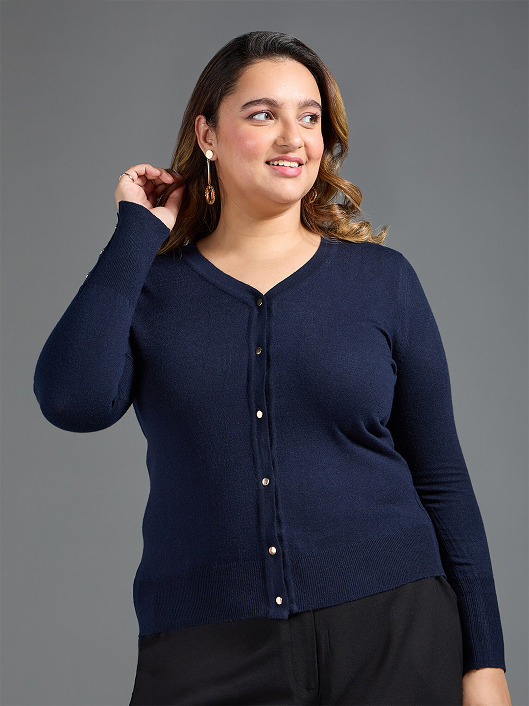 Buy 20Dresses Plus Size Navy Blue Cardigan Sweater - Sweaters for Women ...