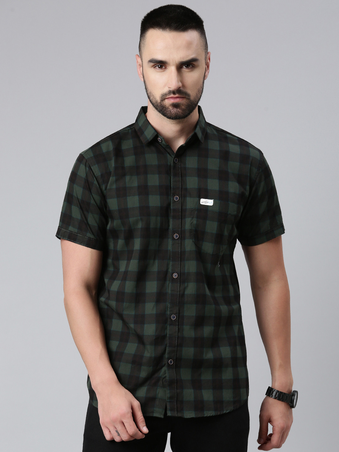 Buy Majestic Man Men Comfort Slim Fit Buffalo Checks Pure Cotton Casual ...