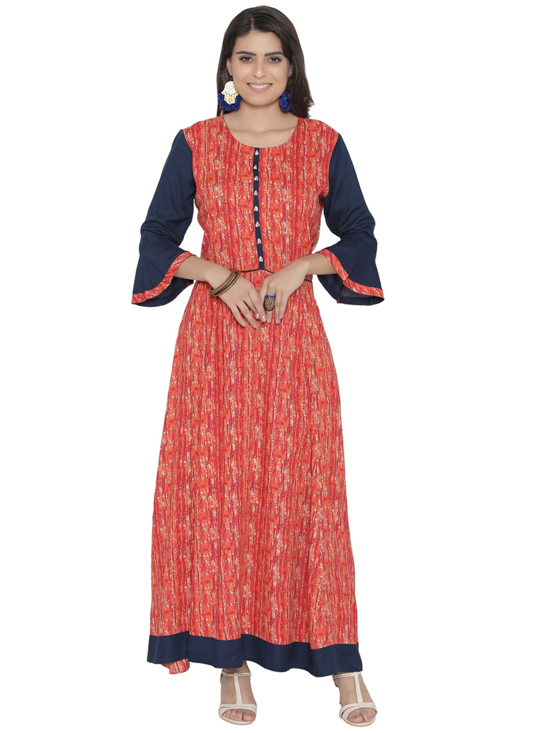 Buy Shree Women Red Printed Maxi Dress - Dresses for Women 2579175 | Myntra