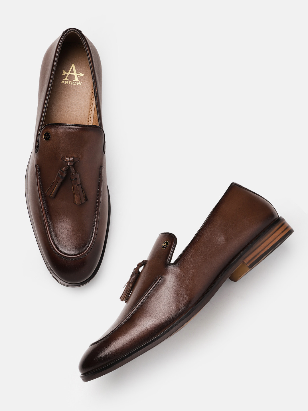 Buy Arrow Men Solid ELLIPSE Formal Leather Tasselled Loafers - Formal ...