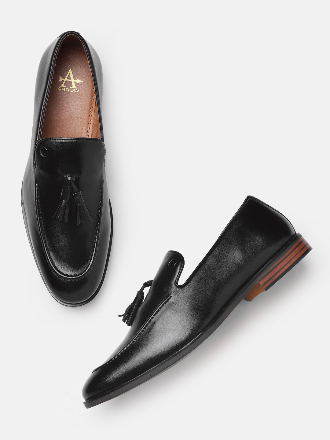Buy Arrow Men Solid ELLIPSE Formal Leather Tasselled Loafers - Formal ...