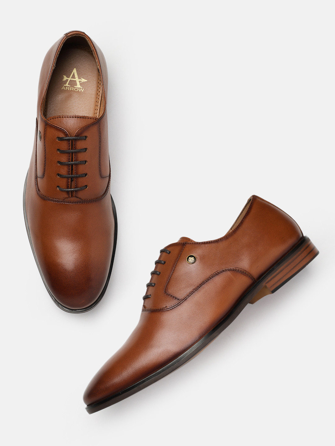 Buy Arrow Men Solid Pelican Formal Leather Oxfords - Formal Shoes for ...