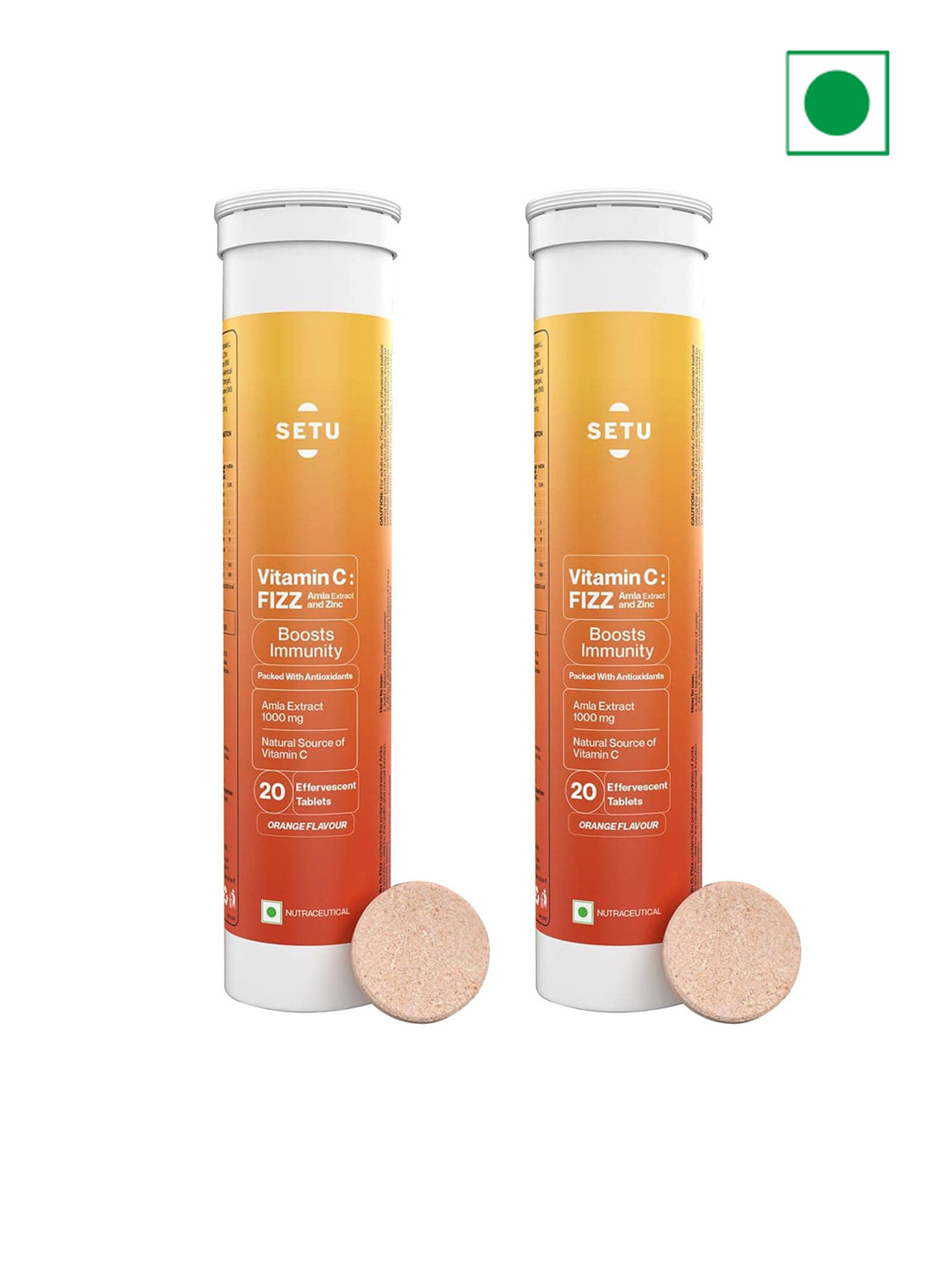 Buy SETU Set Of 2 Vitamin C: Fizz Tablets Orange 20 Effervescent ...