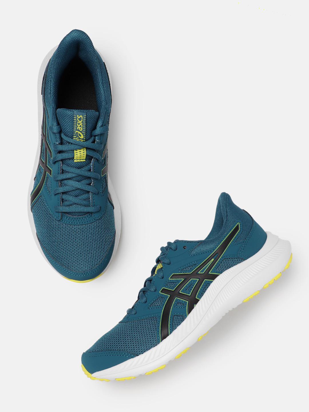 Buy ASICS Men Woven Design Round Toe Jolt 4 Running Shoes With Brand ...