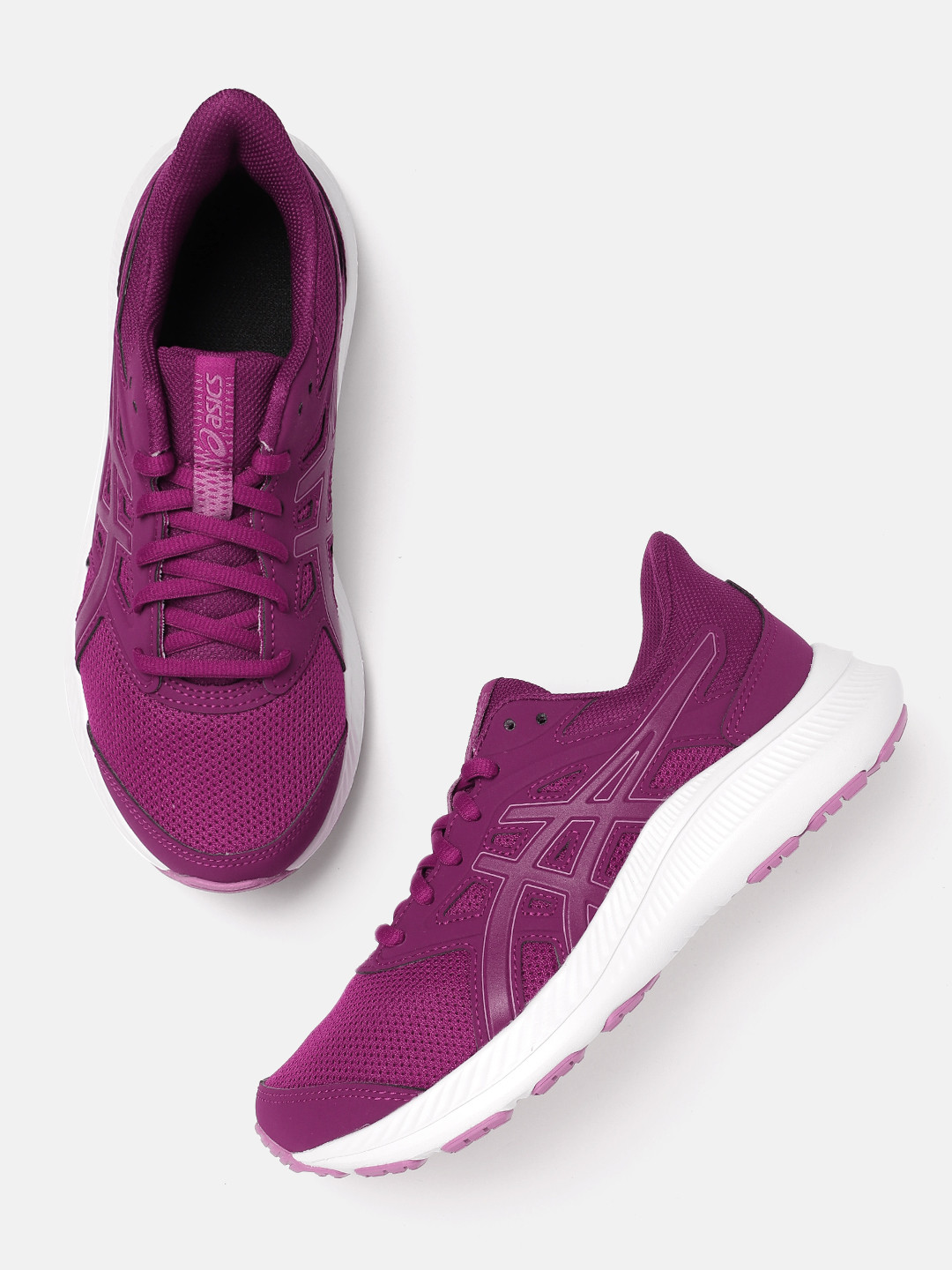 Buy ASICS Women Woven Design Round Toe Jolt 4 Running Shoes With Brand ...