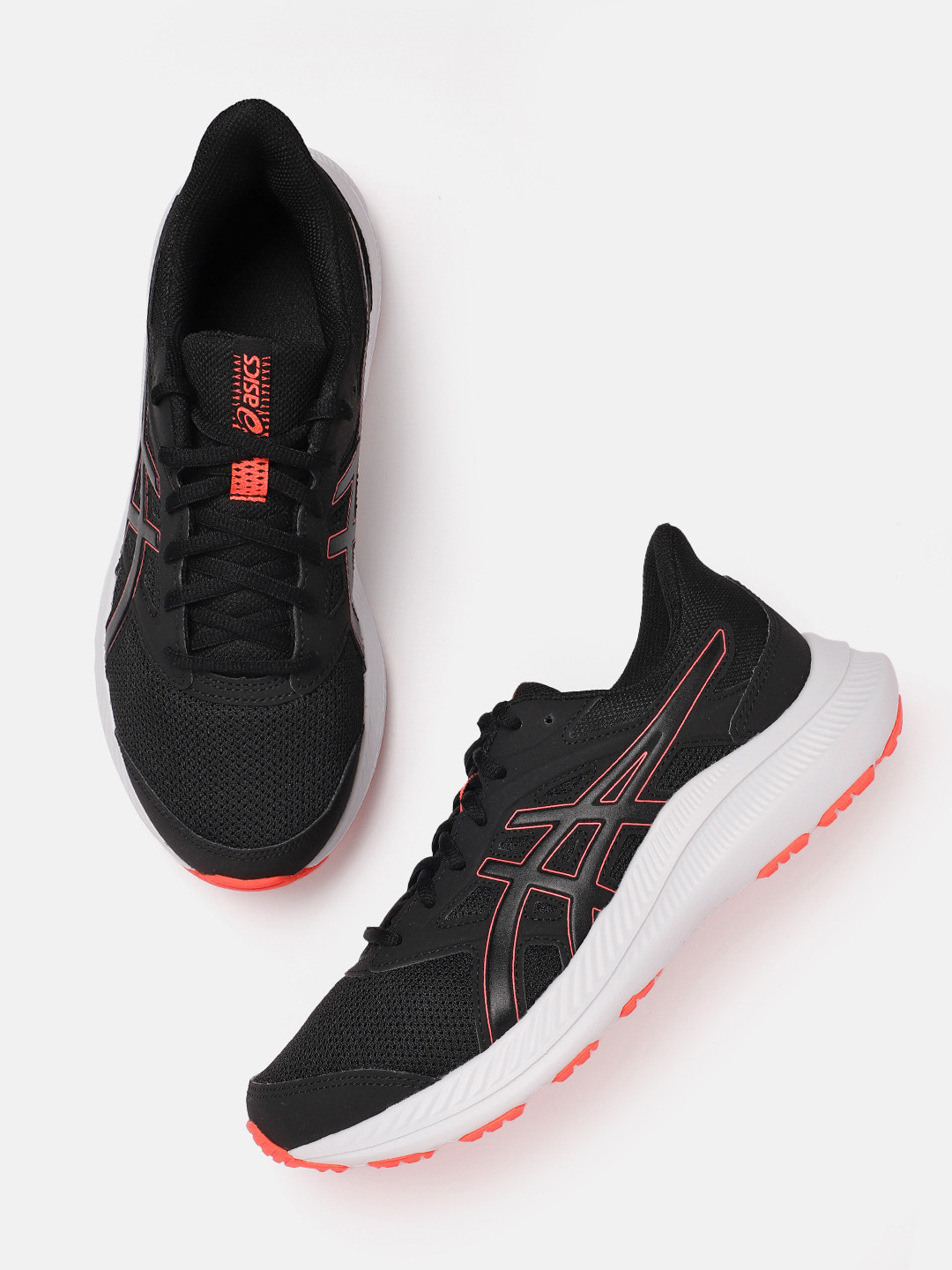 Buy ASICS Men Woven Design Round Toe Jolt 4 Running Shoes With Brand ...