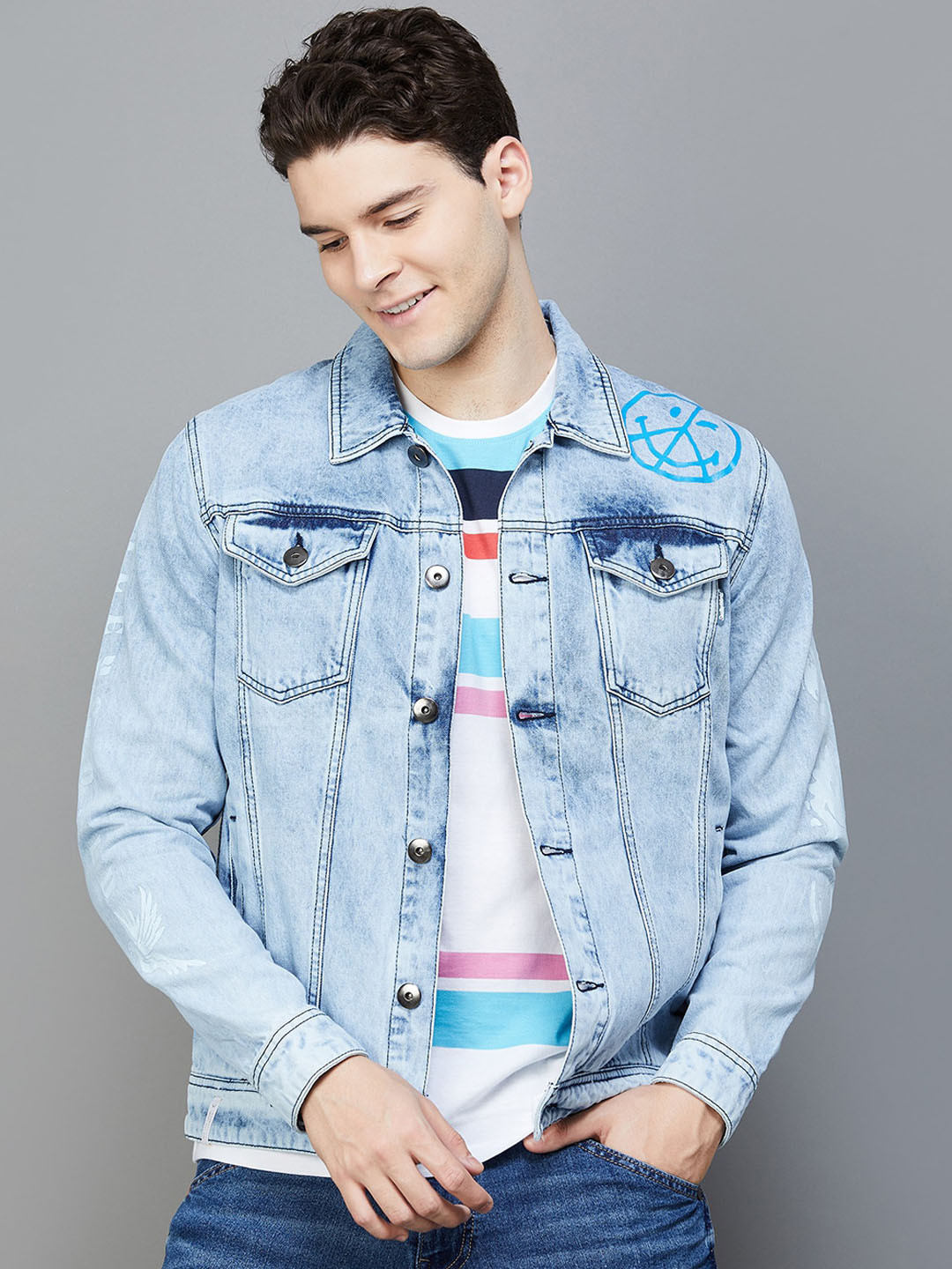 Buy SmileyWorld Washed Cotton Denim Jacket - Jackets for Men 25797030 ...