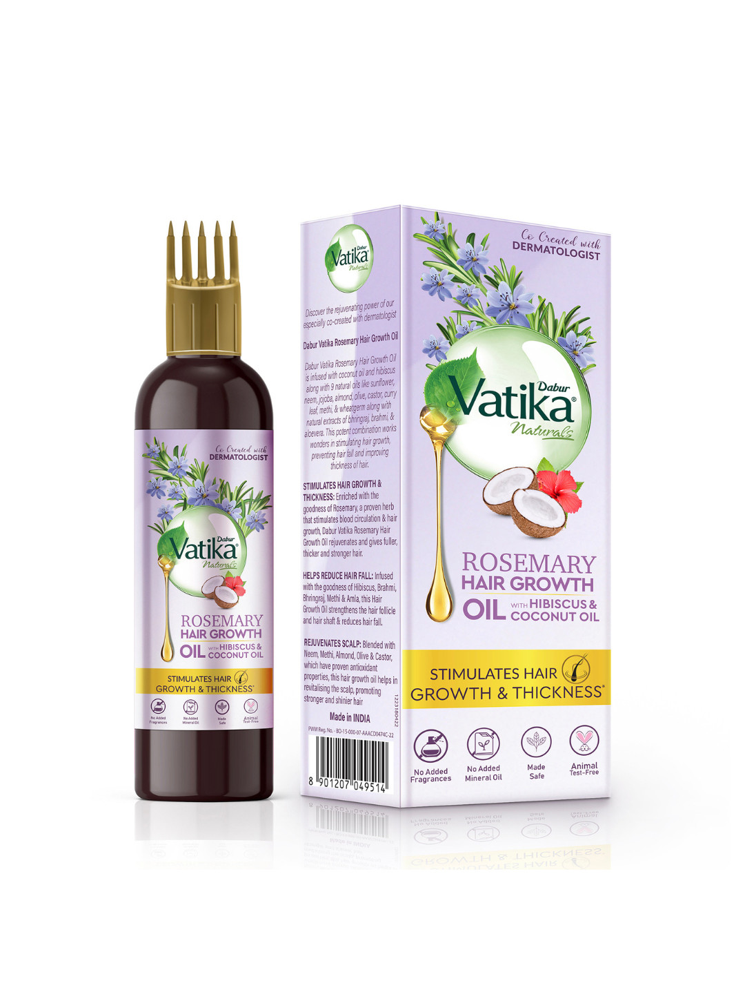 Buy Dabur Vatika Rosemary Hair Growth Oil With Hibiscus & Coconut Oil 200ml - Hair Oil for ...