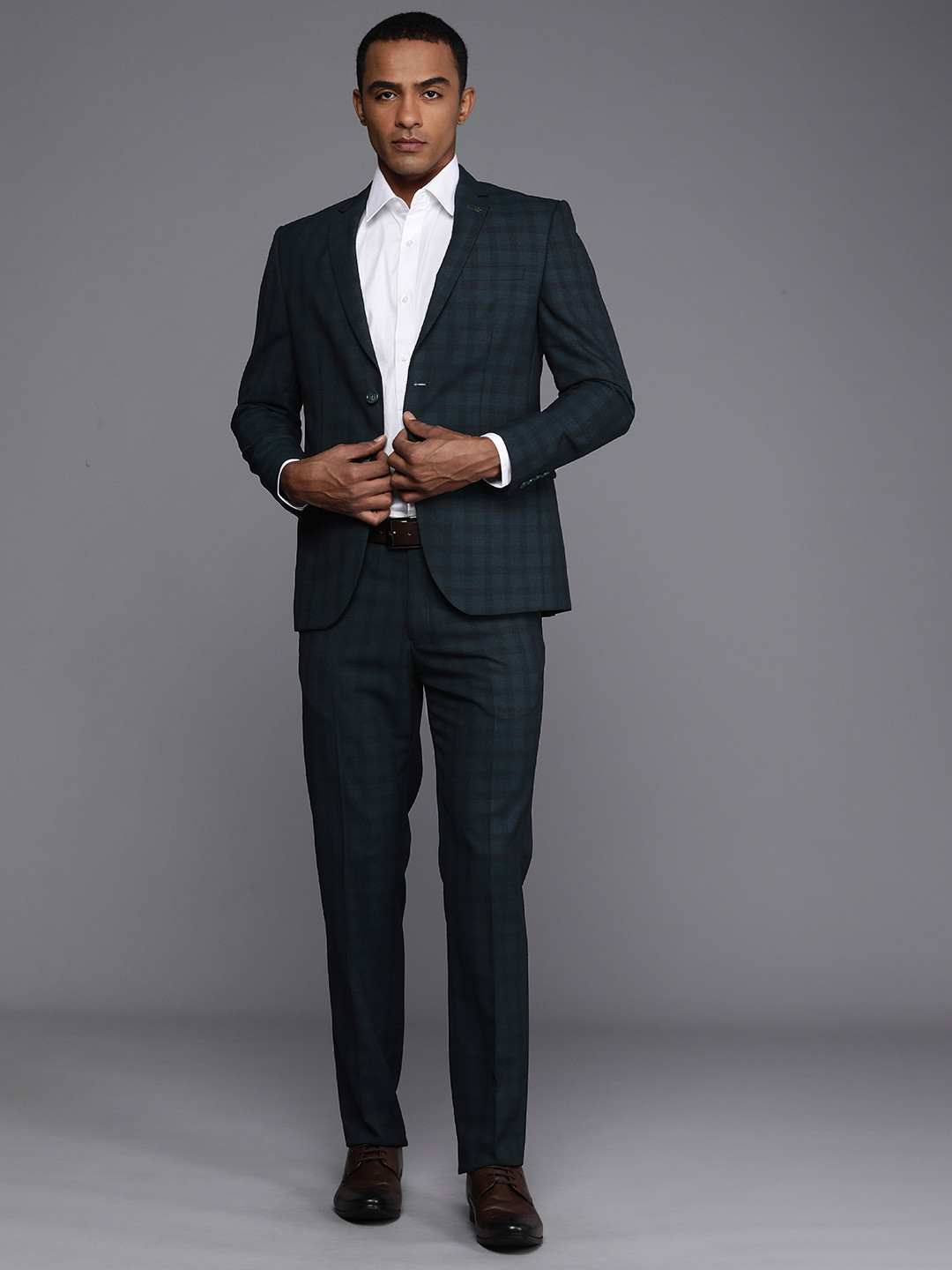 Buy Louis Philippe Men Checked Slim Fit 2 Piece Set - Suits for Men ...