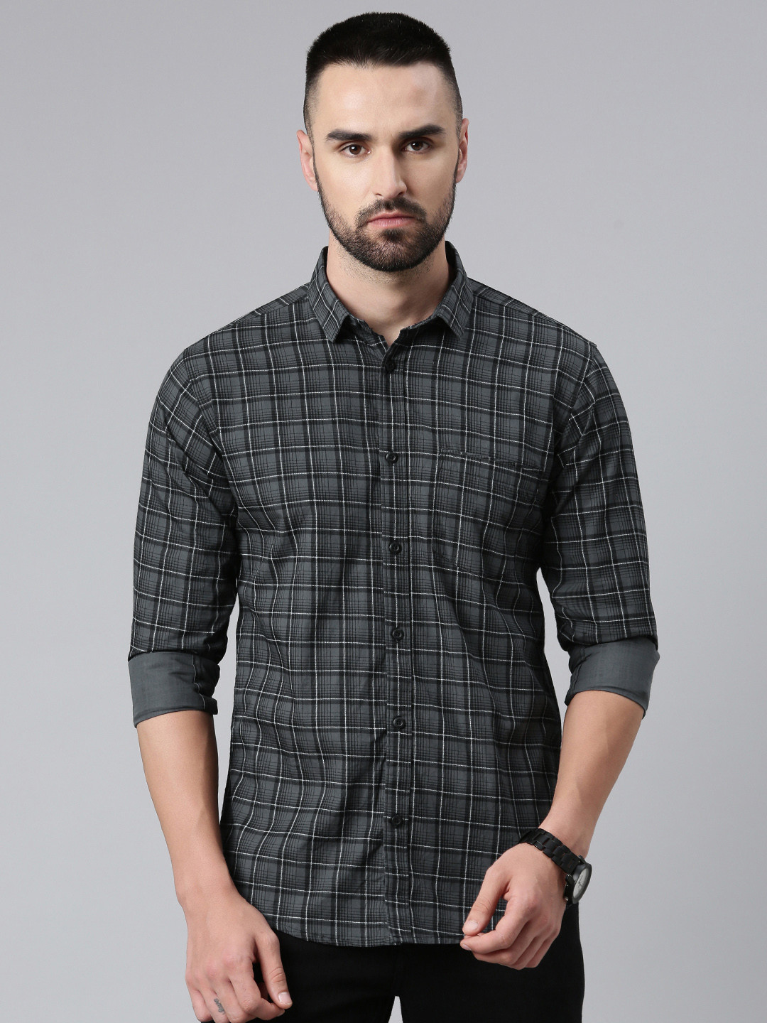 Buy Majestic Man Men Comfort Slim Fit Checked Pure Cotton Casual Shirt ...