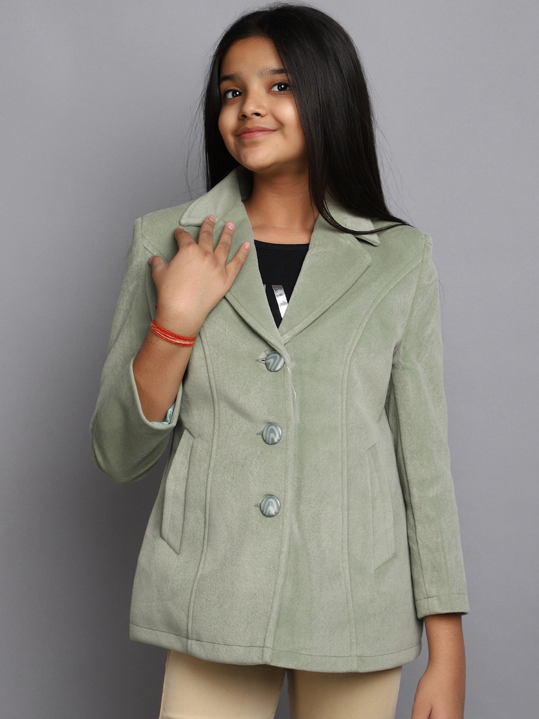 Buy V Mart Girls Lapel Collar Acrylic Lightweight Tailored Jacket ...