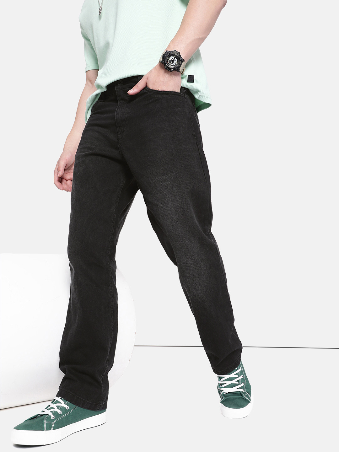 Buy The Roadster Lifestyle Co. Men Pure Cotton Straight Fit Light Fade ...