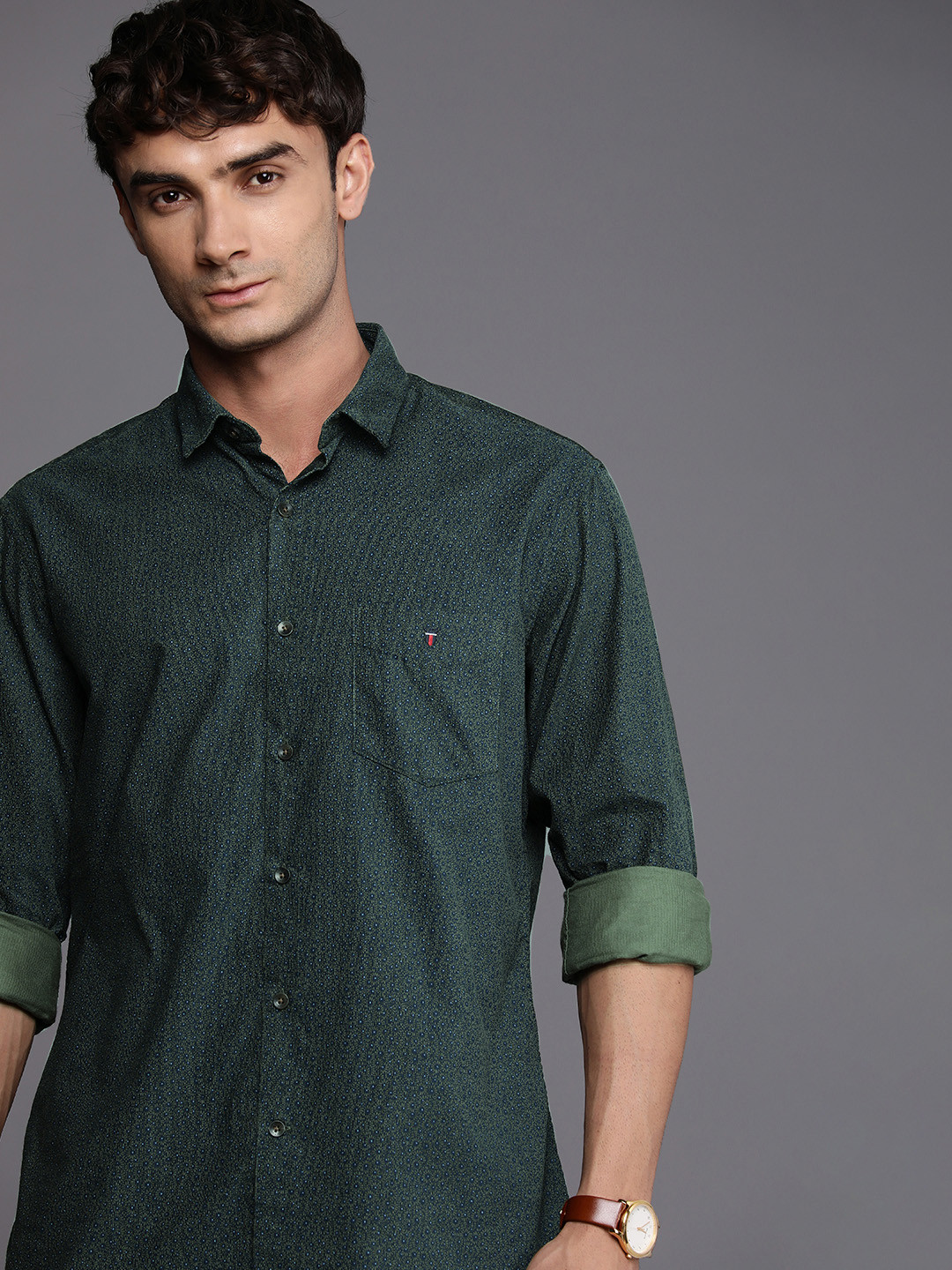 Buy Louis Philippe Sport Pure Cotton Slim Fit Floral Opaque Printed ...