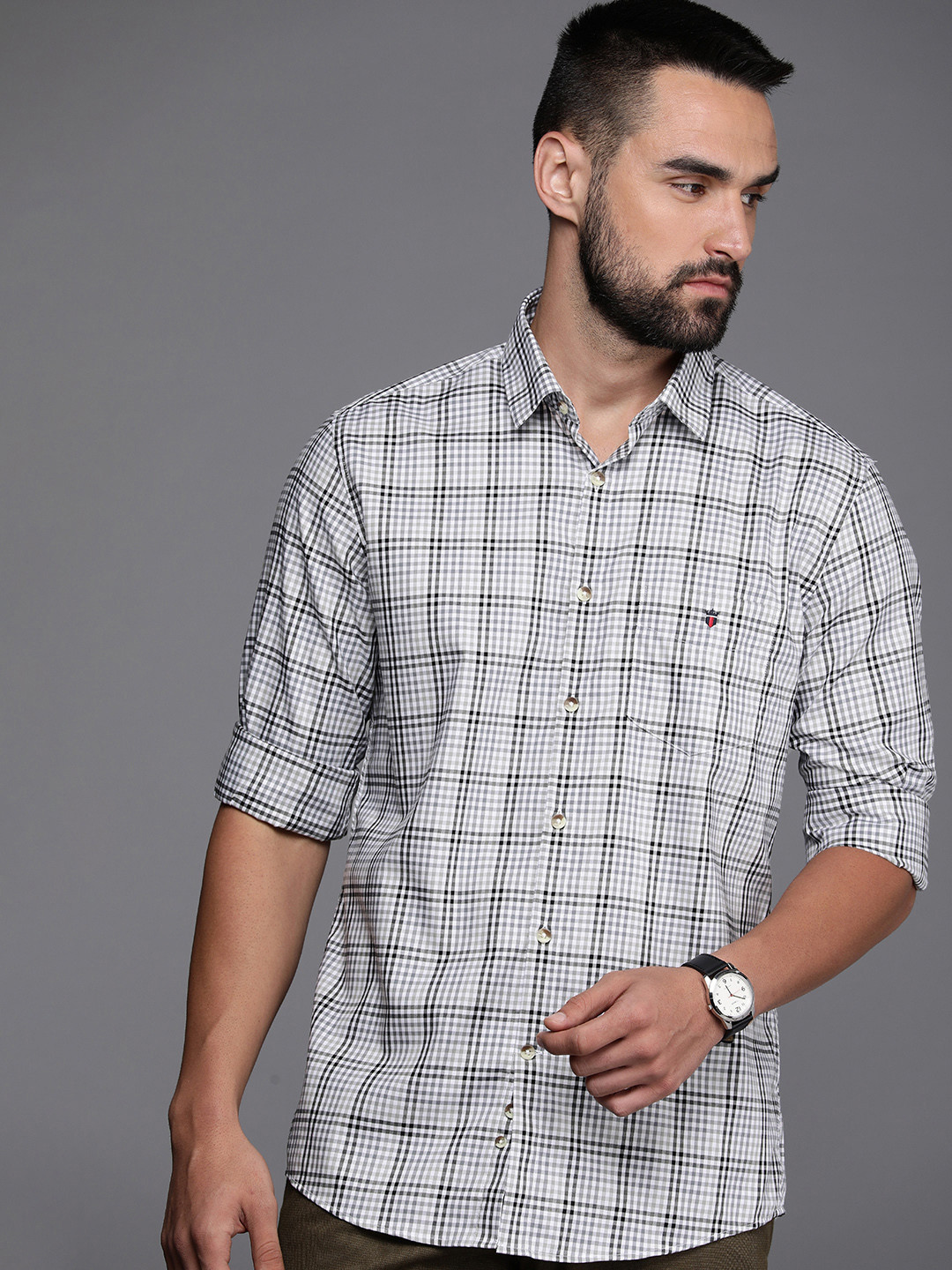 Buy Louis Philippe Sport Pure Cotton Slim Fit Checked Casual Shirt ...