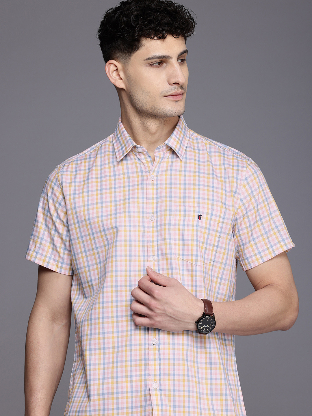 Buy Louis Philippe Sport Slim Fit Checked Pure Cotton Casual Shirt ...