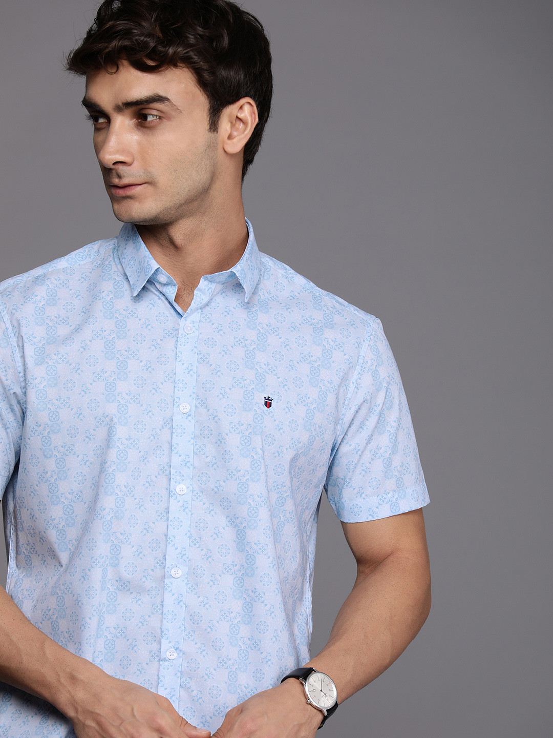 Buy Louis Philippe Sport Pure Cotton Slim Fit Ethnic Motifs Printed ...