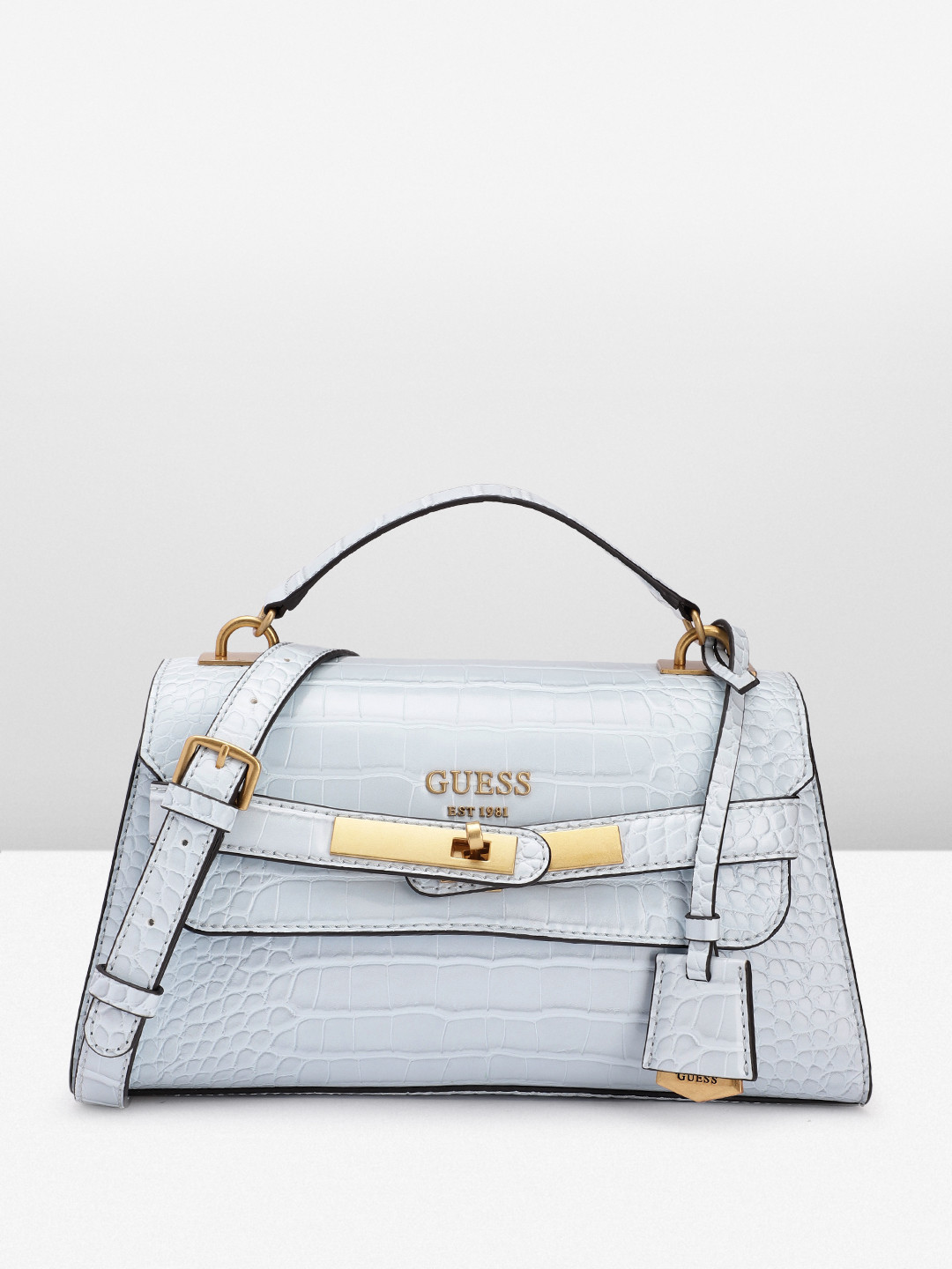 Buy GUESS Croc Textured Structured Satchel Bag - Handbags for Women ...