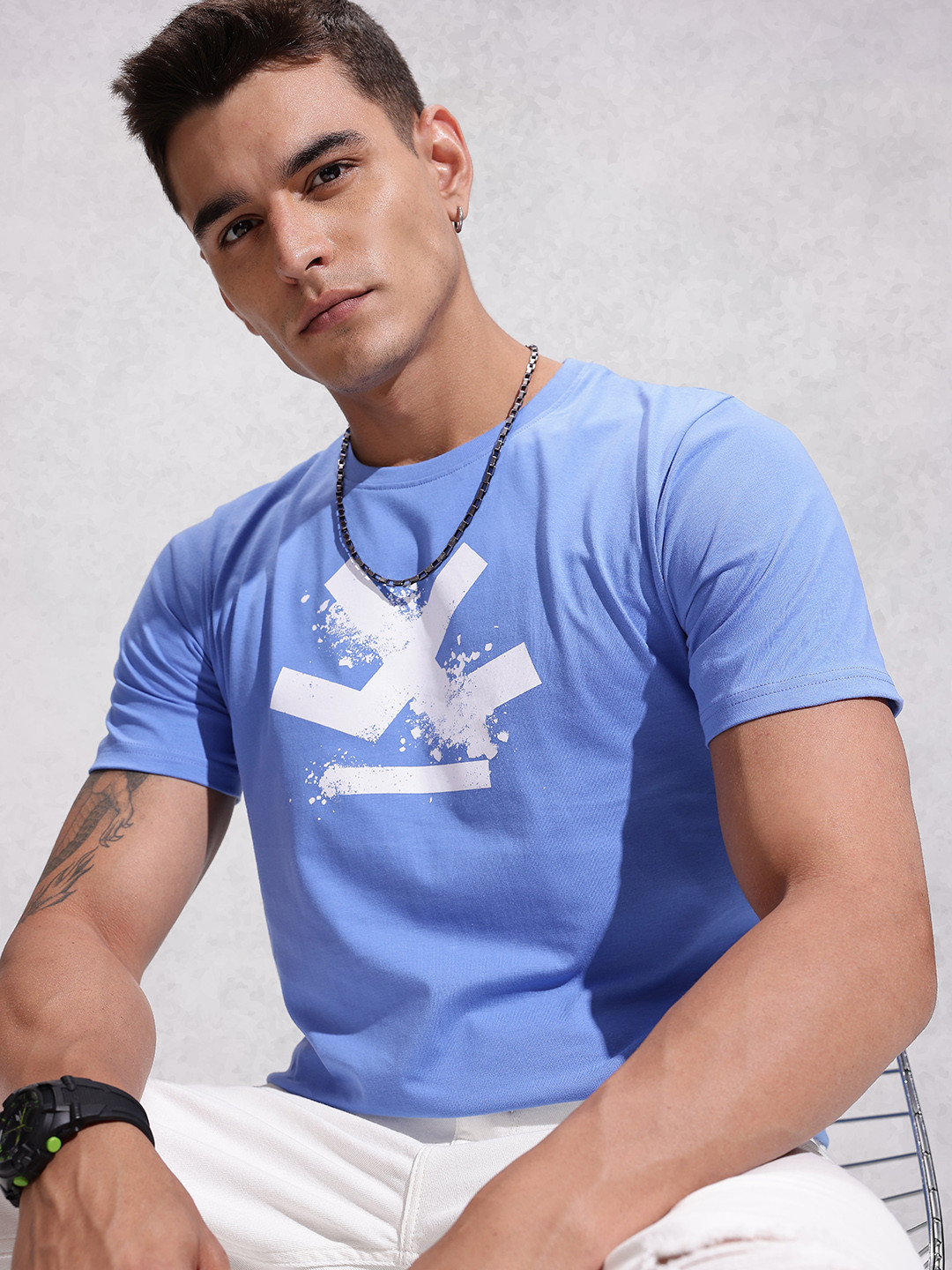 Buy WROGN Brand Logo Printed Pure Cotton Slim Fit T Shirt - Tshirts for ...