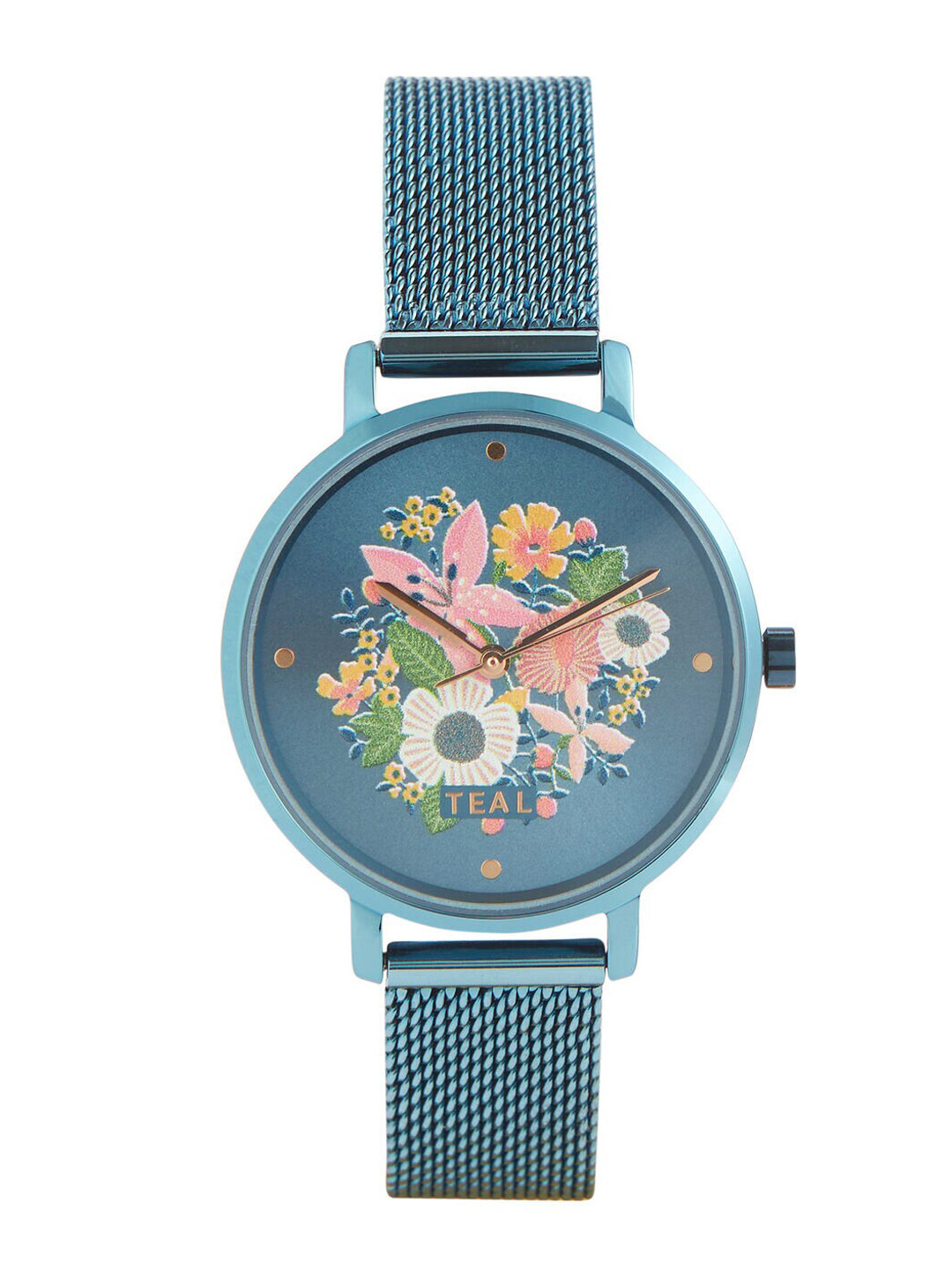 Buy TEAL BY CHUMBAK Women Printed Dial & Metal Straps Analogue Watch ...