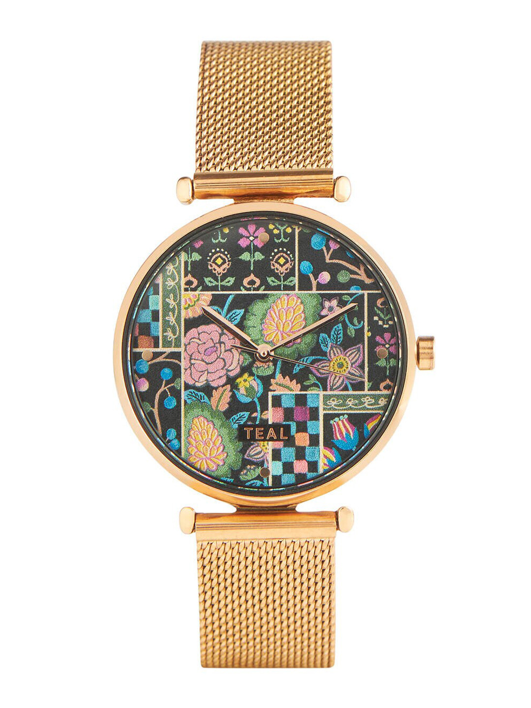 Buy TEAL BY CHUMBAK Women Printed Dial & Metal Straps Analogue Watch ...