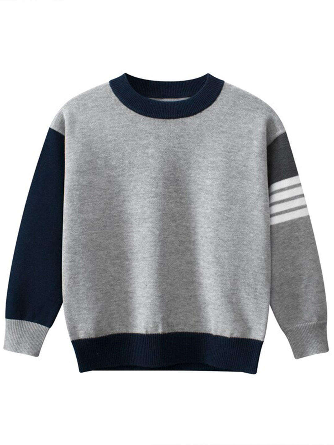 Buy StyleCast Boys Grey Colourblocked Ribbed Cotton Pullover - Sweaters ...