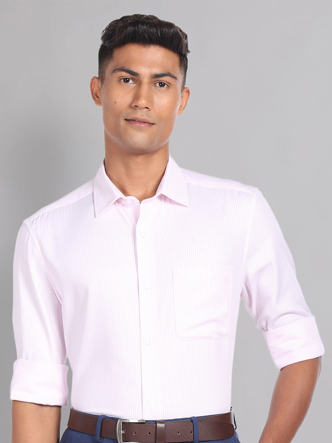 Buy AD By Arvind Classic Striped Pure Cotton Formal Shirt - Shirts for ...