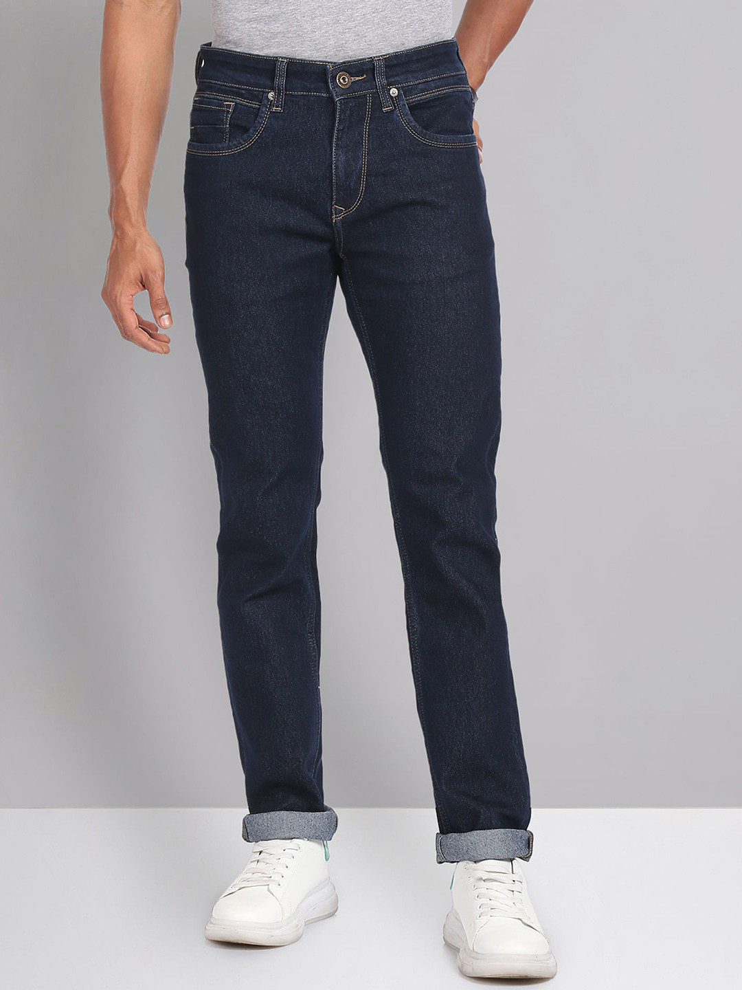 Buy AD By Arvind Men Mid Rise Skinny Fit Stretchable Jeans - Jeans for ...