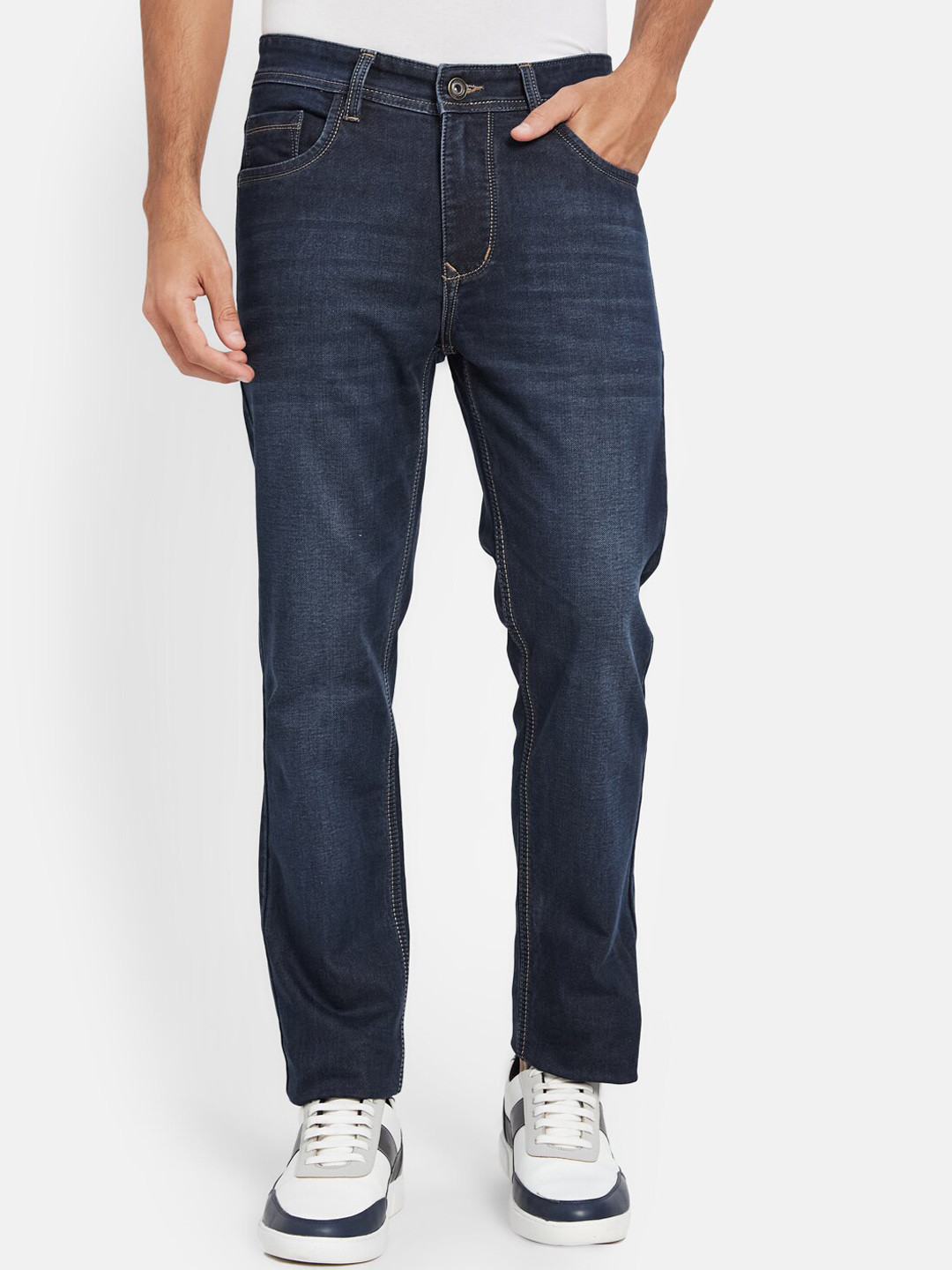 Buy Octave Men Mid Rise Dark Shade Light Fade Cotton Clean Look Jeans ...