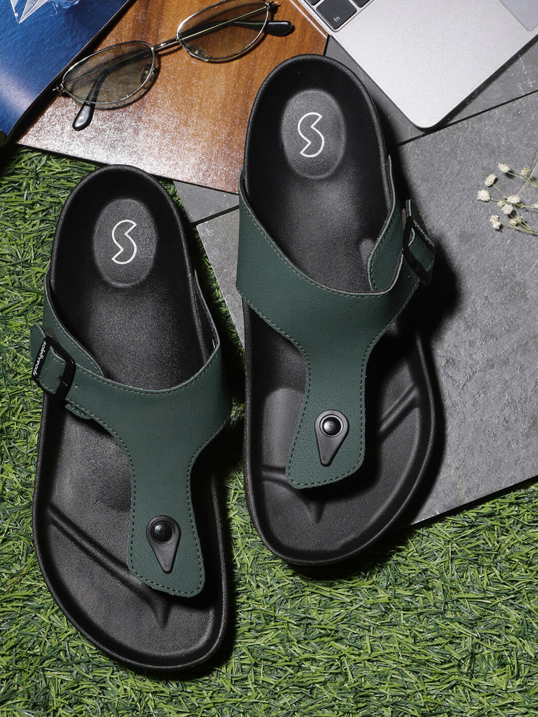 Buy Solethreads Men Buckle Detail Superfoam Footbed Thong Flip Flops - Flip Flops for Men ...