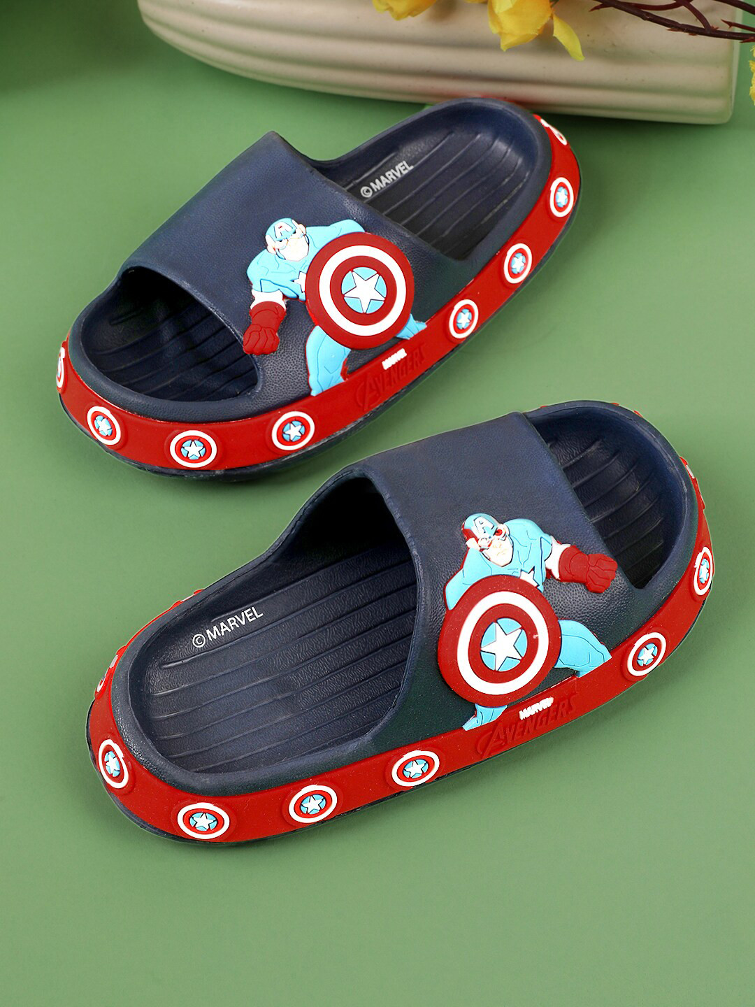 Buy Kids Ville Boys Captain America Printed Sliders - Flip Flops for ...
