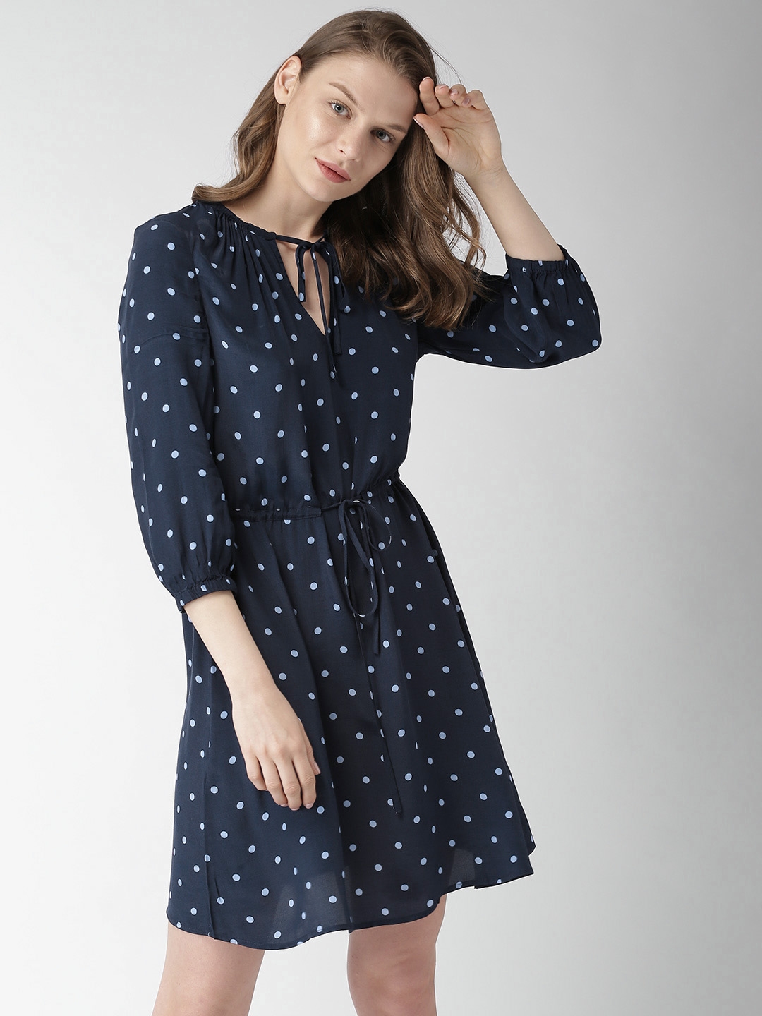 Buy Tommy Hilfiger Women Navy Blue Printed A Line Dress Dresses For