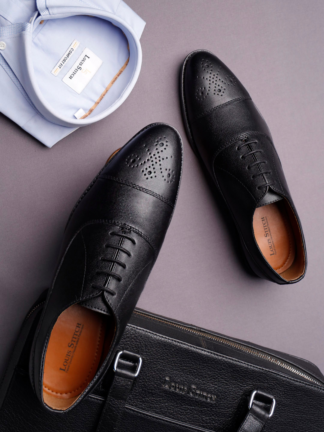 Buy LOUIS STITCH Men Jet Black Formal Lace Up Derby Shoes - Formal ...