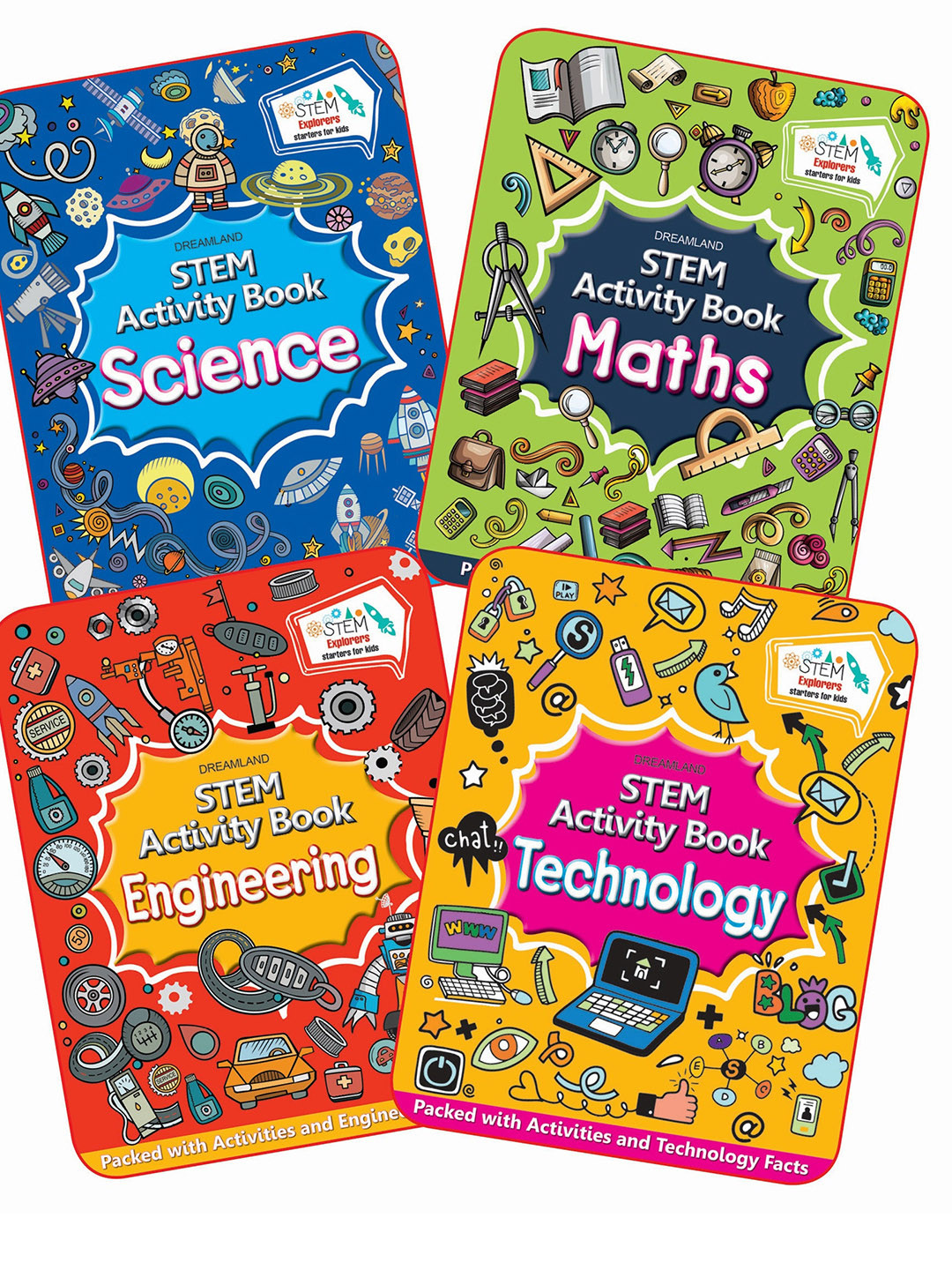 Buy Dreamland Pack Of 4 Stem Activity Books School Essentials - School ...